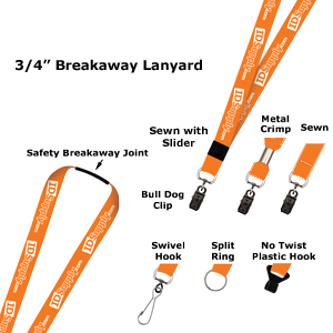 3/4" One Color Printed Lanyard